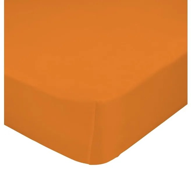 Oranžové elastické prostěradlo Basic, 90 x 200 cm