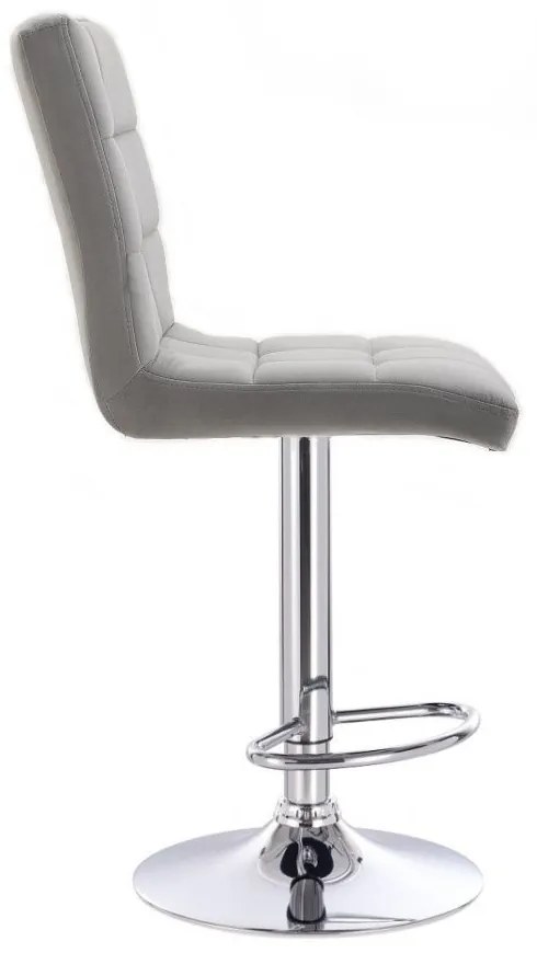 LuxuryForm DESIGN Barová židle TOLEDO VELUR na stříbrné kulaté podstavě - světle šedá