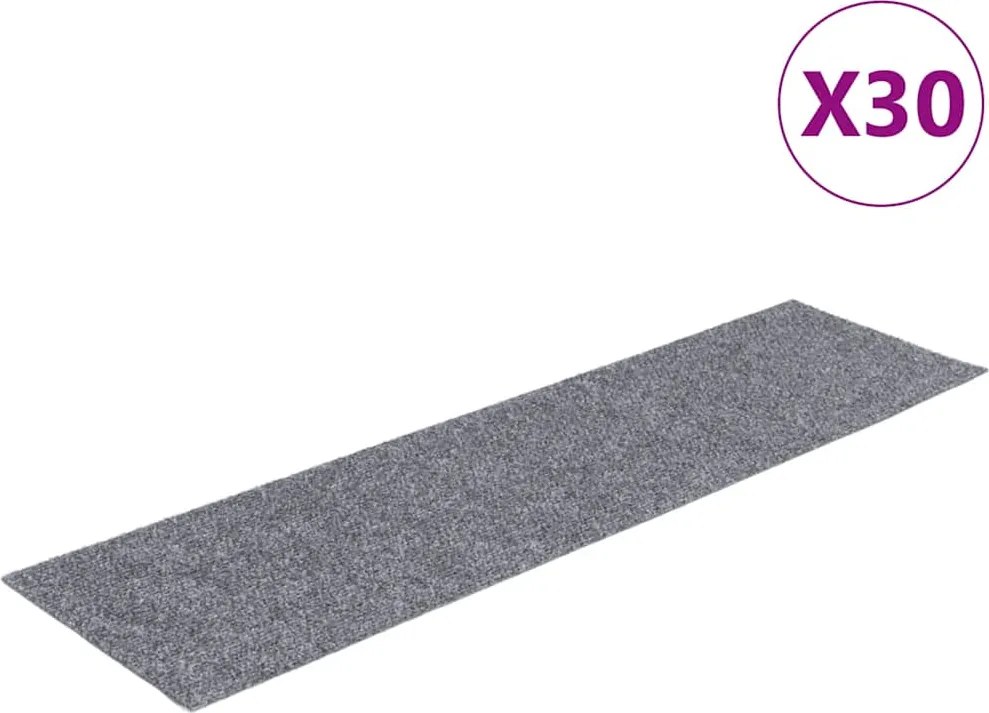 Schodové rohože samolepicí 30 ks 76 x 20 cm světle šedé obdélníkové 3365724