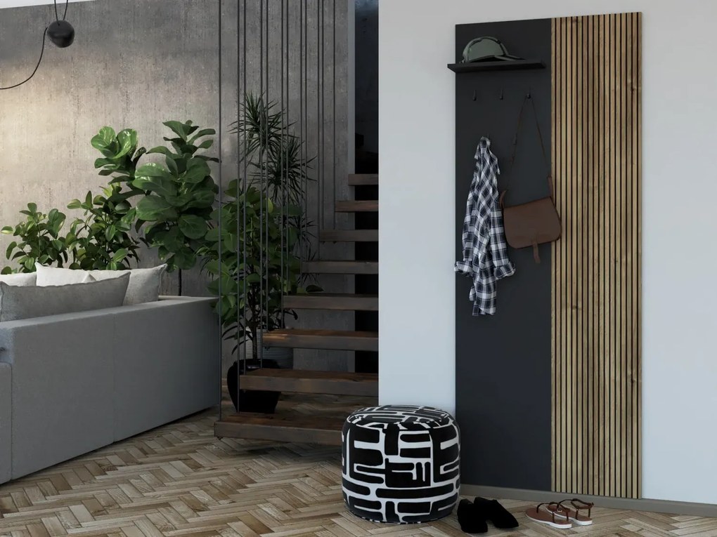 Předsíňový věšák Wenis 01 72 cm černý/dub Karlstad