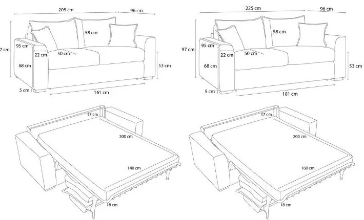 Krémová manšestrová rozkládací pohovka 225 cm Augustin – Bobochic Paris