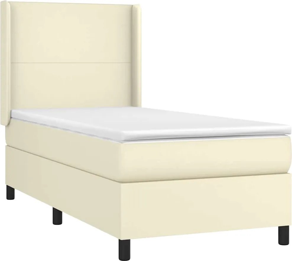 Box spring postel s matrací krémová 80 x 200 cm umělá kůže 3132347