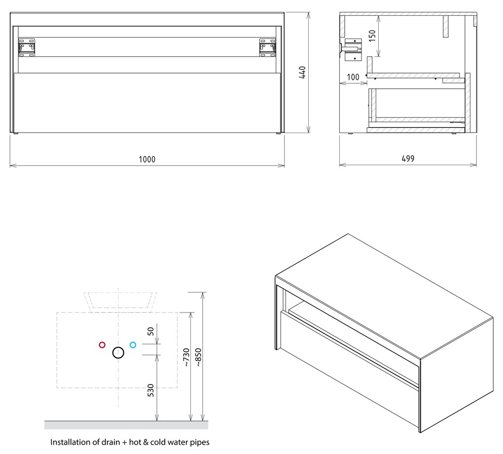 Sapho Koupelnový set VIERA 100, dub alabama / bílá mat KSET-036