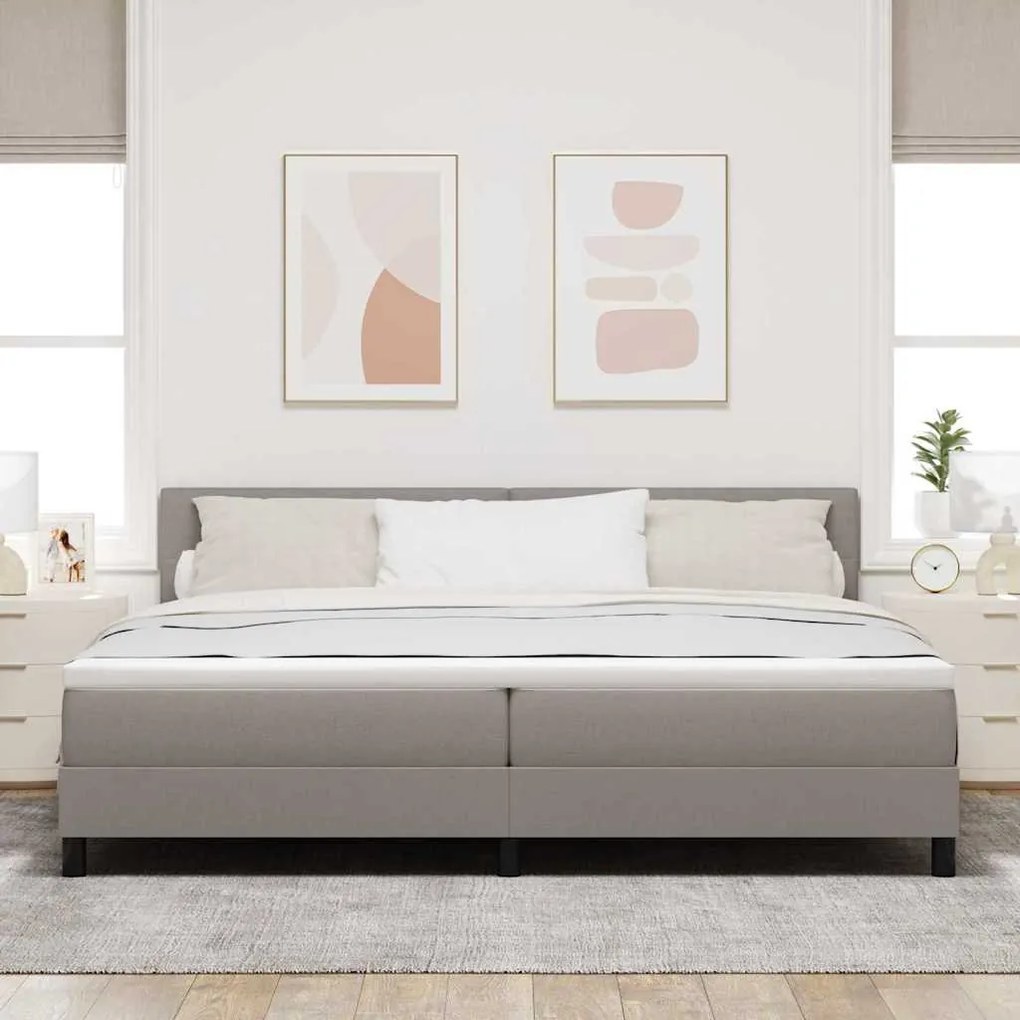 Postel s boxspringem s čelo Taupe 200 x 200 cm textil 3338717