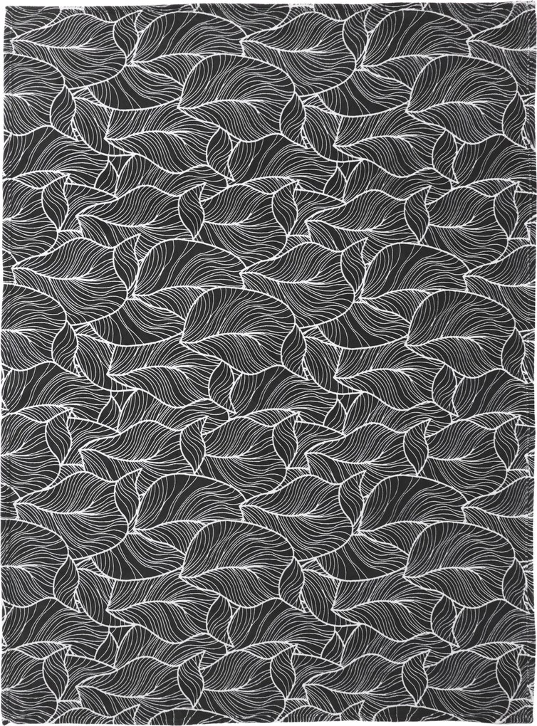 Livarno® Hebká deka, 150 x 200 cm (listy/černá)