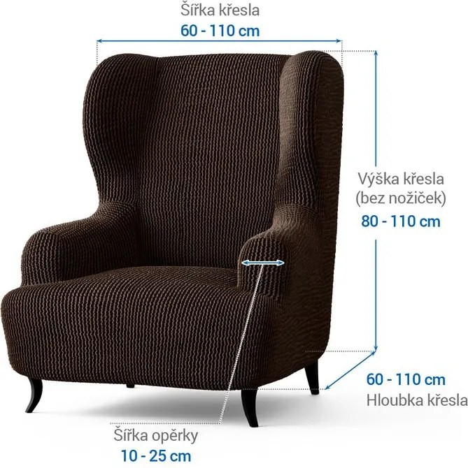Bielastické potahy COSTINA tabáková křeslo ušák (š. 60 - 110 cm)