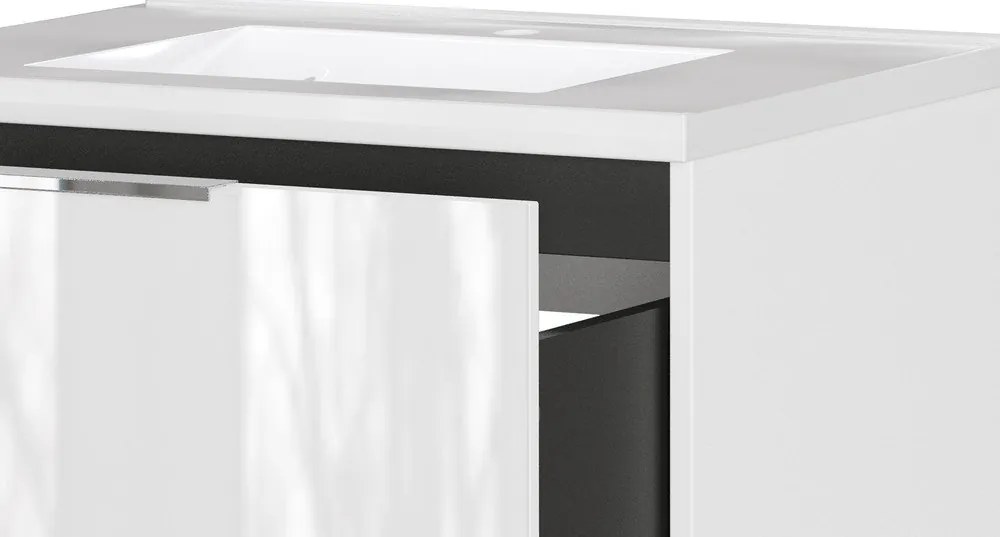 Bílá lesklá závěsná skříňka pod umyvadlo 61x61 cm Celano – Germania