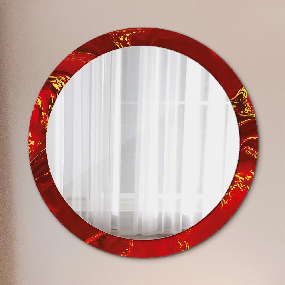 Kulaté dekorativní zrcadlo na zeď Červený mramor fi 90 cm