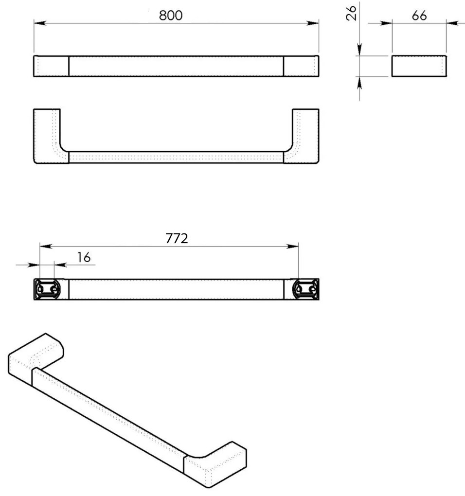 Gedy PIRENEI držák ručníků 800x66mm, černá mat - PI218014