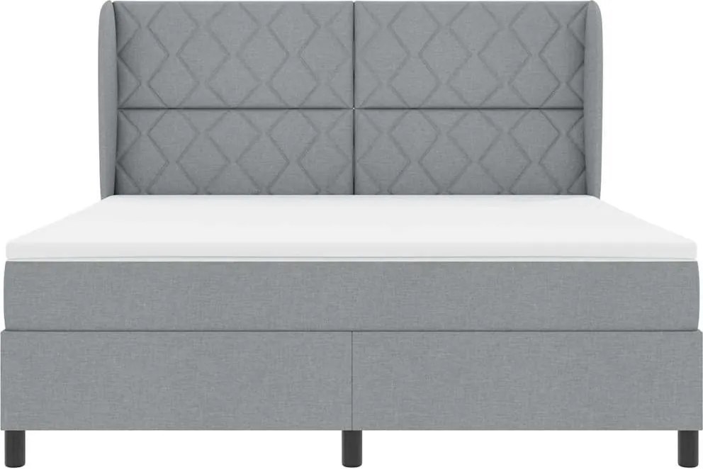 Postel s boxspringem s čelo Světle šedá 180 x 200 cm textil 3340641