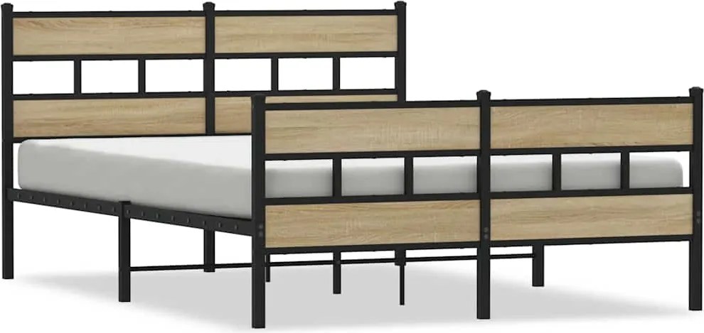 Kovový rám postele bez matrace dub sonoma 150 x 200 cm 3308470