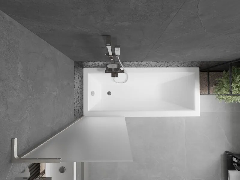 Mexen Next L, 1-křídlová vanová zástěna 60 x 150 cm, 6mm sklo námraza, 6mm čiré sklo, profil broušená ocel, 895-060-000-03-30-97