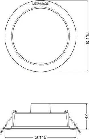 LED podhledové svítidlo LEDVANCE Downlight 115mm 8W 3000K teplá bílá IP44