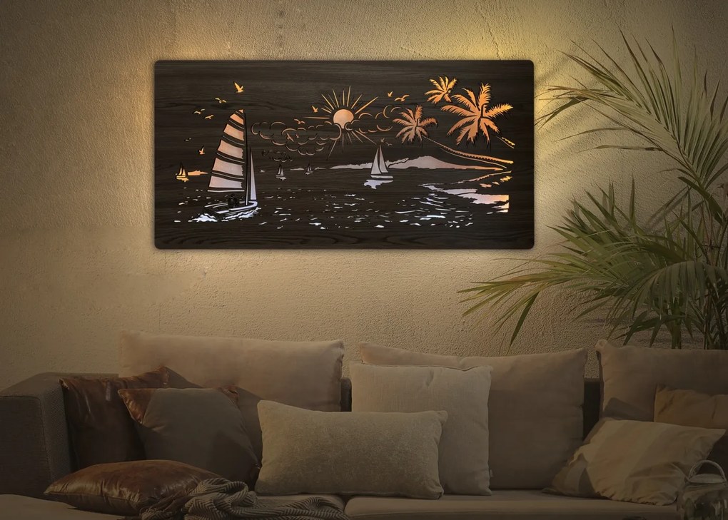 Li-Go "Moře" světelný obraz 230V 120x60 cm provedení povrchu: černá s patinou