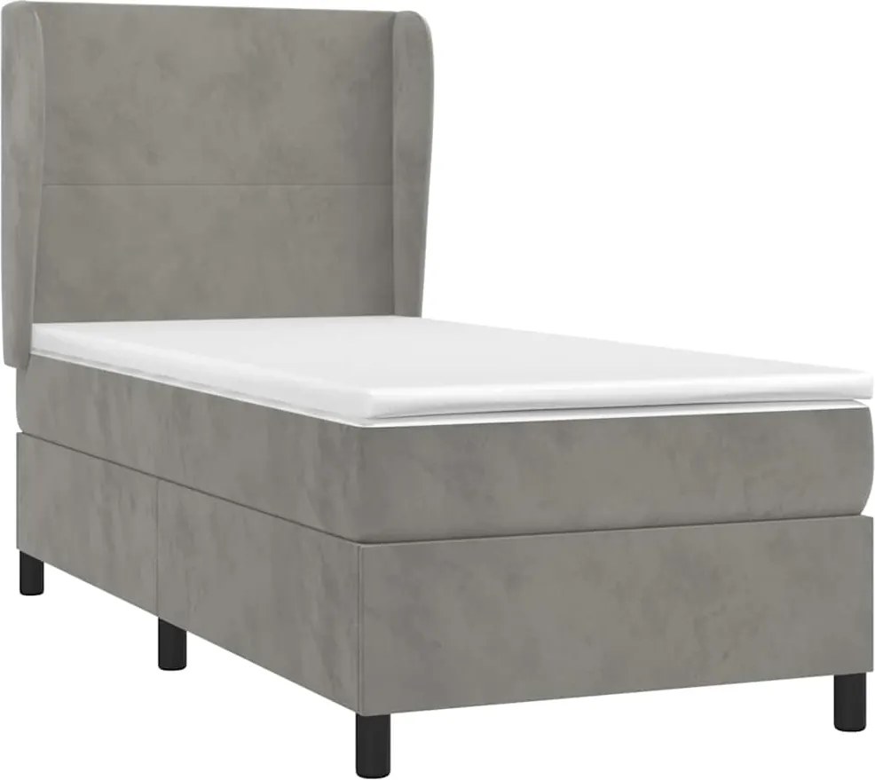 Box spring postel s matrací světle šedá 90x200 cm samet 3129069