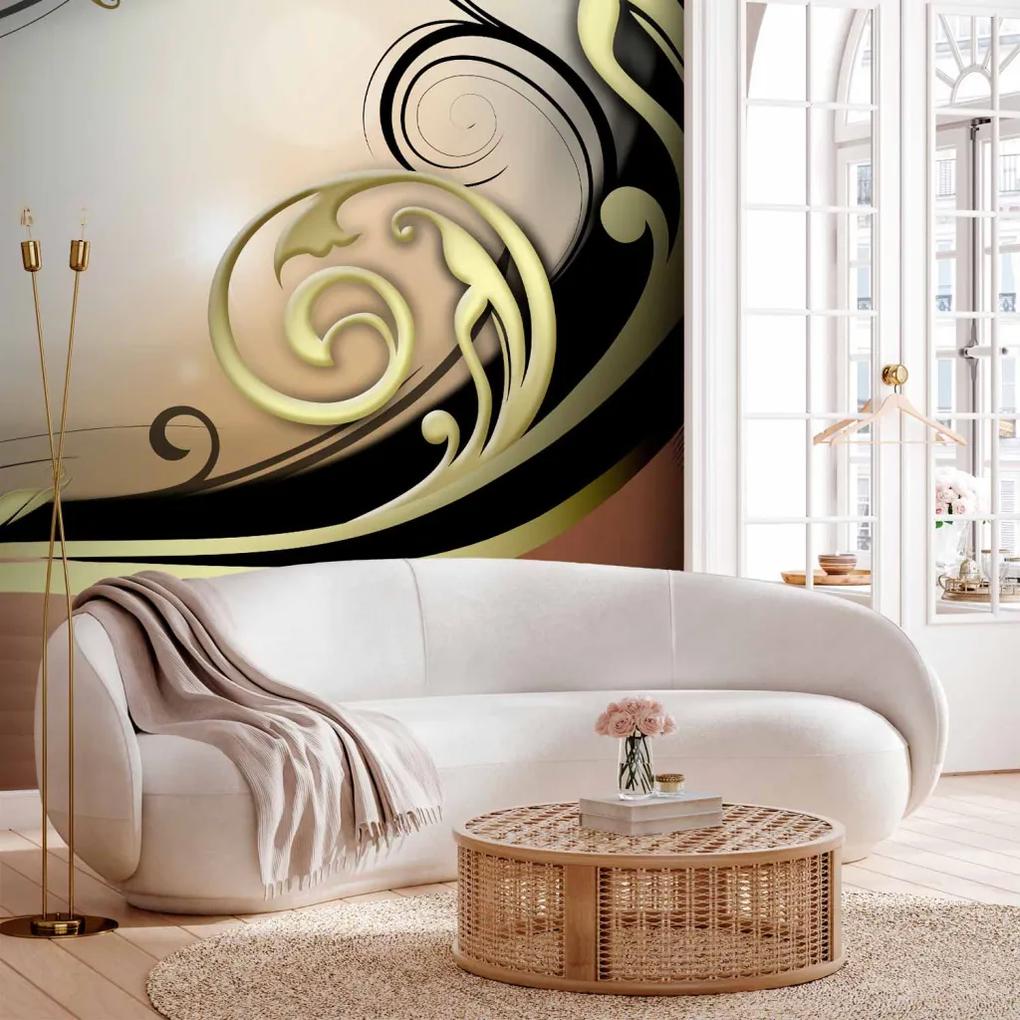 Fototapeta Zlatý lesk - abstraktní design s barokními rezavými ornamenty