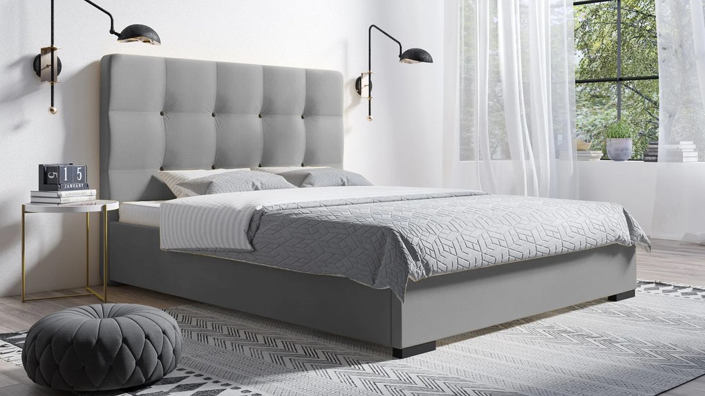 Eka Čalouněná postel Kanary 160x200 cm Barva látky Trinity: Tmavě modrá (Trinity 2331), Úložný prostor: Bez úložného prostoru
