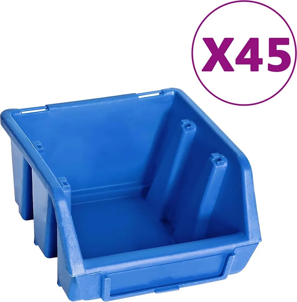 48dílná sada skladovacích zásobníků nástěnné panely modročerná 150805