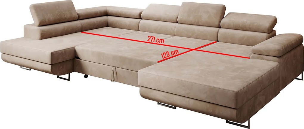 Eka Rohová sedačka ALICE U, 347 cm Roh pohovky: Levý roh, Barva látky: Černá (Kronos 07)