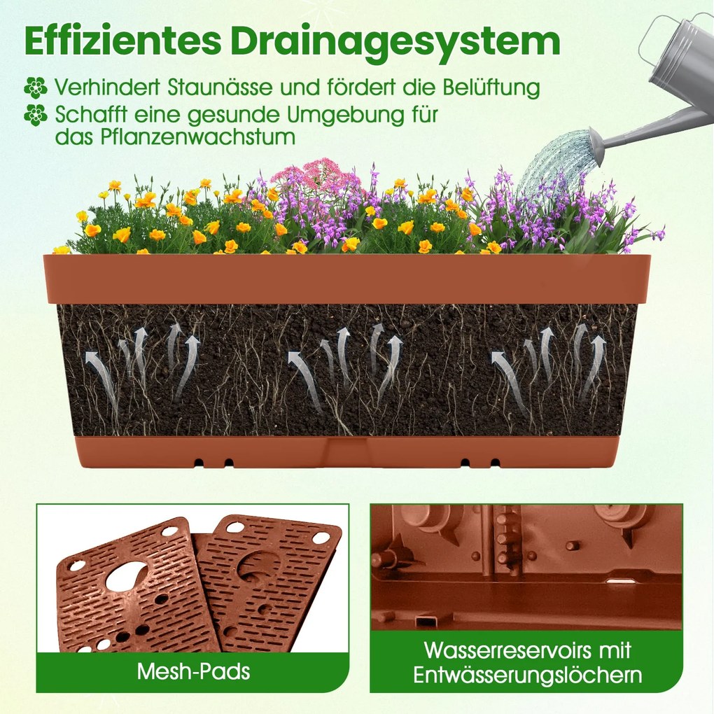 Costway 6 Kus truhlíků s drenážním systémem truhlíky vertikální zvýšený záhon