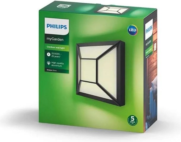 PH 17393/30/P0 LED Venkovní nástěnné svítidlo Drosera 17393/30/P0 černé 2700K - PHILIPS (915005554701)