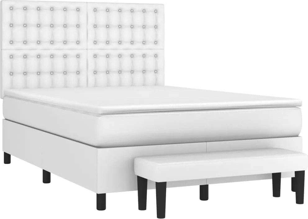 Box spring postel s matrací bílá 140 x 190 cm umělá kůže 3137660