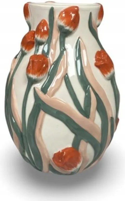 Porcelánová Váza Tulipán Krémově Oranžová 20x14 cm Ozdobný Obal 15