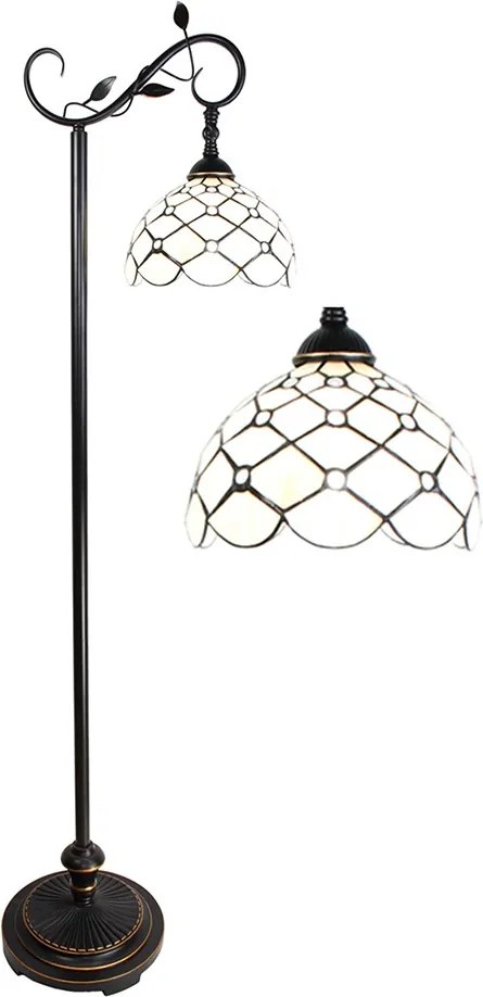 Bílá stojací Tiffany lampa kamínky TransparentEye - 36*25*152 cm E27/max 1*60W