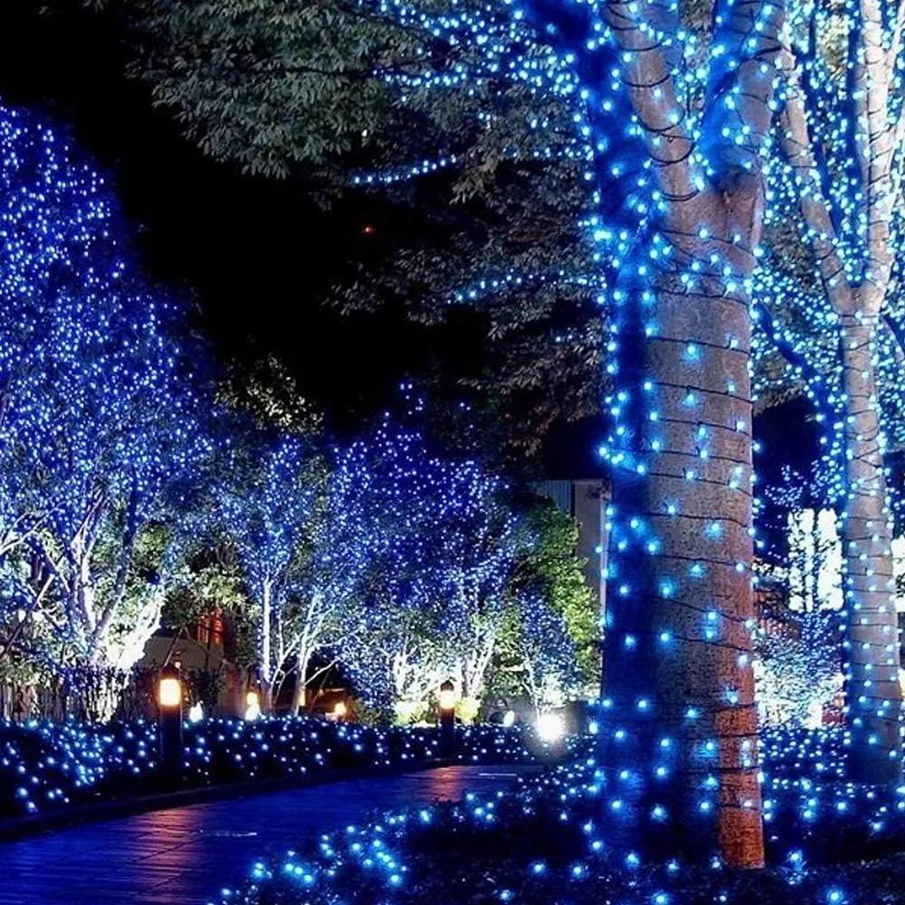 Venkovní LED vánoční řetěz - modrá, 15m, 150 LED
