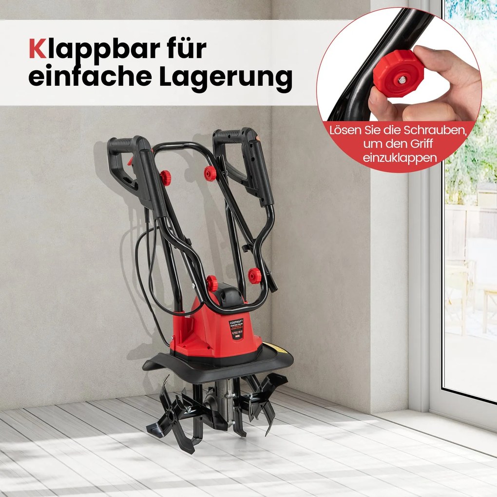 Costway Elektrický kultivátor 750 W | Pracovní šířka 32 cm | Pracovní hloubka 22