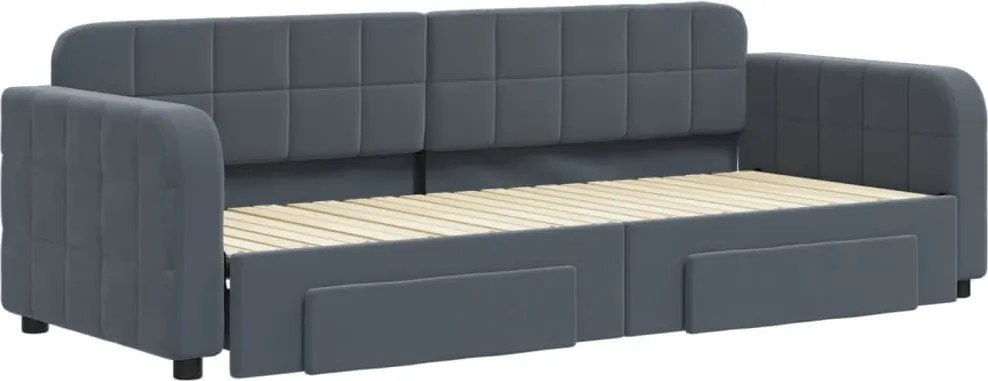 Válenda s přistýlkou a zásuvkami tmavě šedá 80 x 200 cm samet 3196971