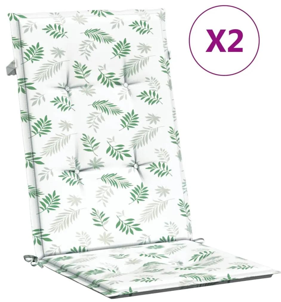 vidaXL Podušky na židli s vysokým opěradlem 2 ks vzor listů textil