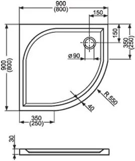 ROLTECHNIK Sprchová vanička DREAM / ALOHA - M, čtvrtkruhová