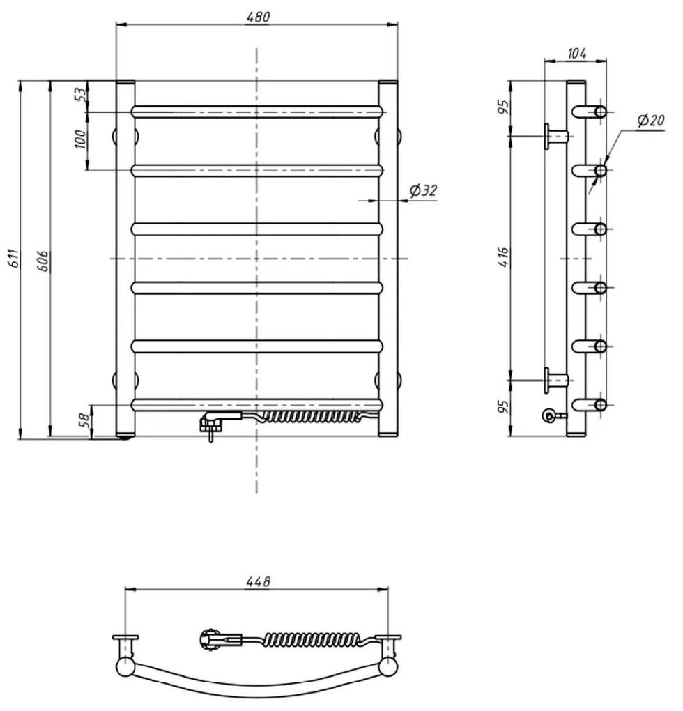 Aqualine Supe elektrický sušák ručníků 480 x 600 mm 148 W bílý SU148