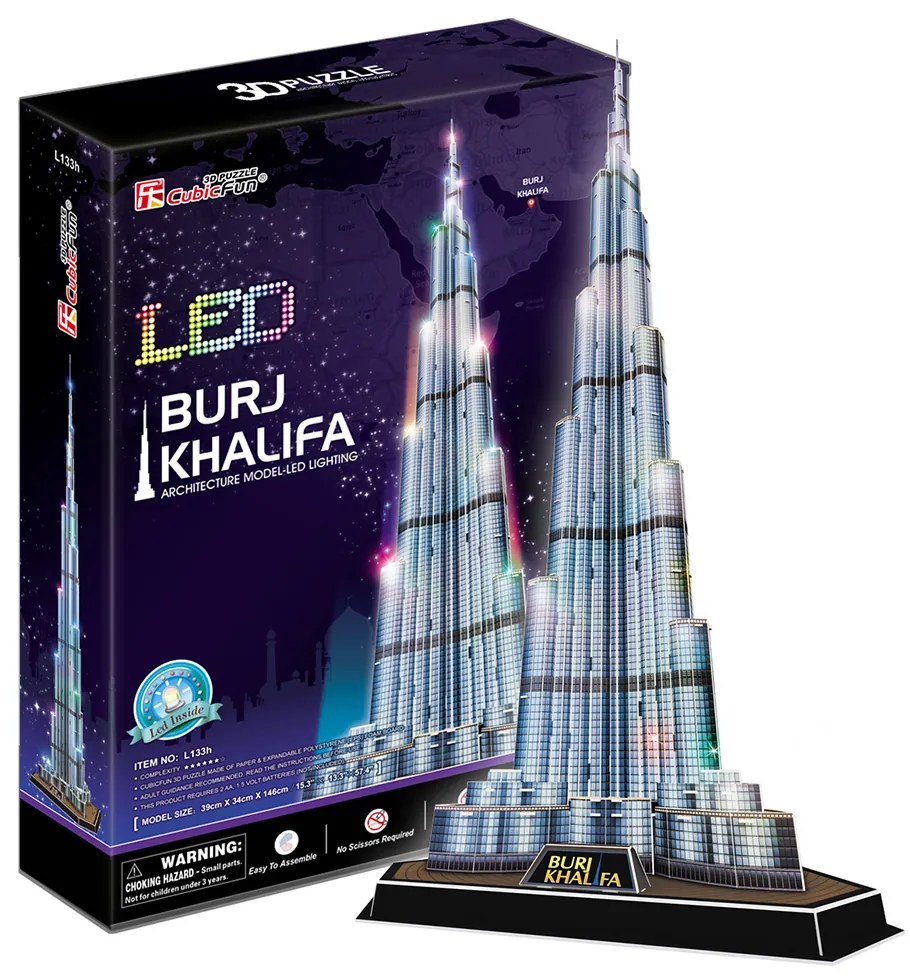 CubicFun - Puzzle 3D Burj Khalifa s LED světlem