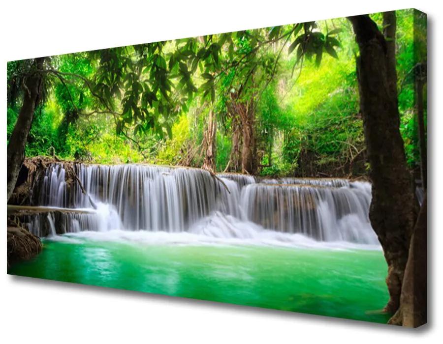 Obraz na plátně Vodopád Jezero Les Příroda 100x50cm