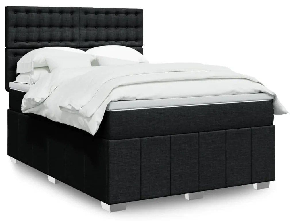 Box spring postel s matrací černá 140x200 cm textil 3291707