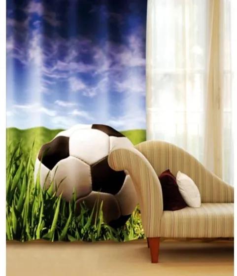 DIMEX | Hotové závěsy - kusový fotozávěs Fotbalový míč CU-140-027 | zelená, modrá, bílá, černá | 140 x 245 cm