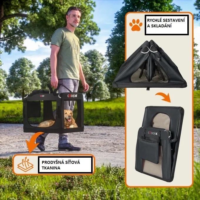 Skládací cestovní box pro psy M, antracitový 109435