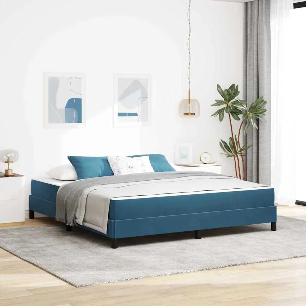 Postel s boxspringem s matrací Tmavě modrá 180 x 200 cm textil 3398711