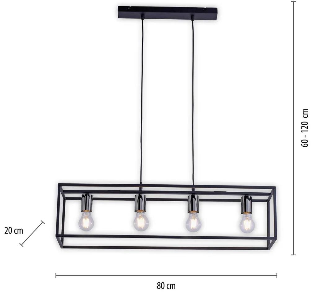 Závěsné svítidlo Fabio cage design 4-light black/chrome