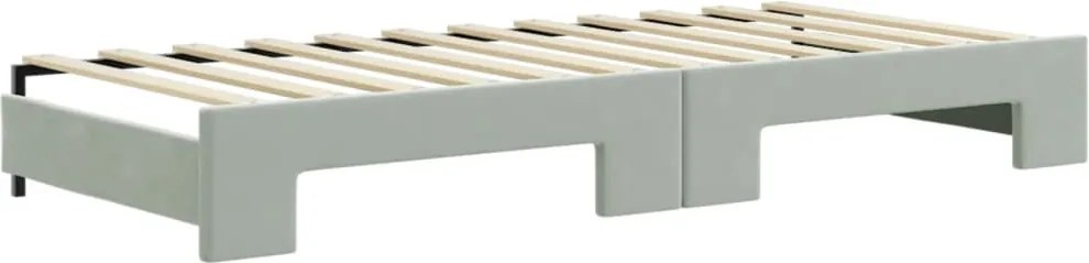 Válenda s přistýlkou a zásuvkami světle šedá 90 x 200 cm samet 3196763