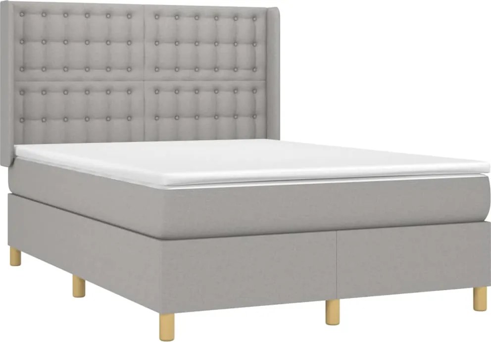 Box spring postel s matrací světle šedá 140 x 200 cm textil 3132313