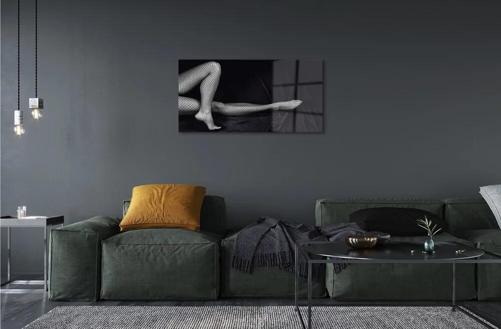 Obraz na skle Černé a bílé síťované nohy 125x50 cm