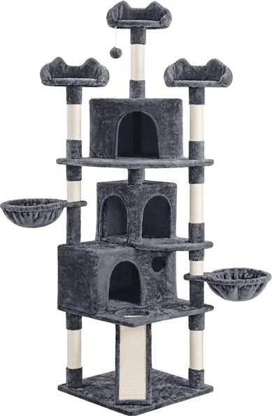 Kočičí nábytek se škrabadlem Yaheetech – tmavě šedá, 55,5 cm (délka) × 55,5 cm (šířka) × 194 cm (výška), 194 cm (265926531864)