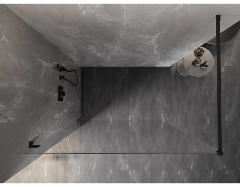 Mexen Lunar sprchová stěna levá 100 x 200 cm, 8mm čiré sklo, černá matná, 830-100-000-70-00-L
