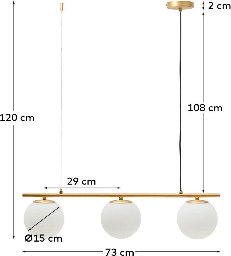 Bílé/ve zlaté barvě kovové závěsné svítidlo se skleněným stínidlem Brisia – Kave Home