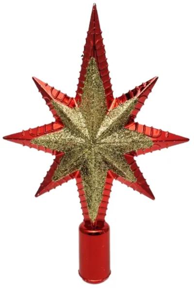 Špička na stromek, hvězda, 18x12,5cm, různé barvy na výběr Barva: Červenozlatá