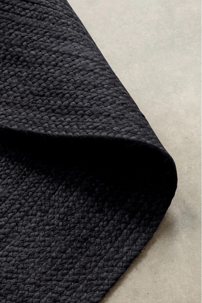 Černý oboustranný/ručně tkaný jutový kulatý koberec ø 200 cm Braided – Hanse Home