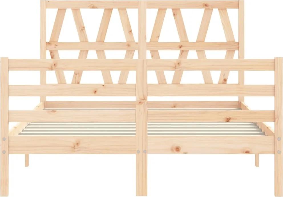 vidaXL Rám postele s čelem 120 x 200 cm masivní dřevo [3194373] Barva: Bílá